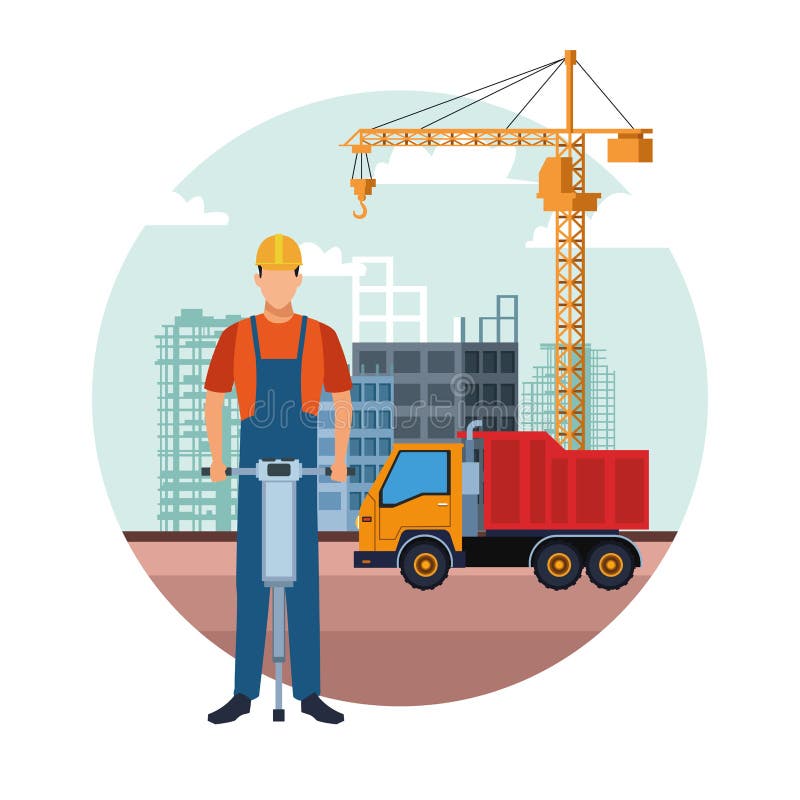 Construction Builder Cartoon Stock Vector - Illustration of ground ...