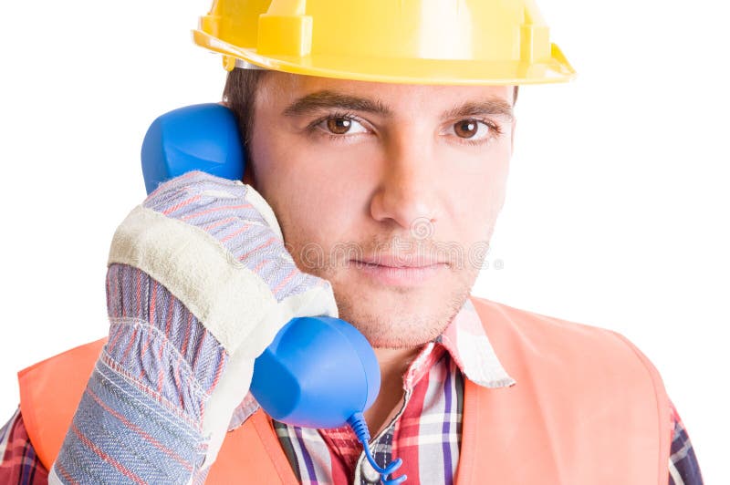 Construction Builder Talking on the Phone Stock Photo - Image of ...