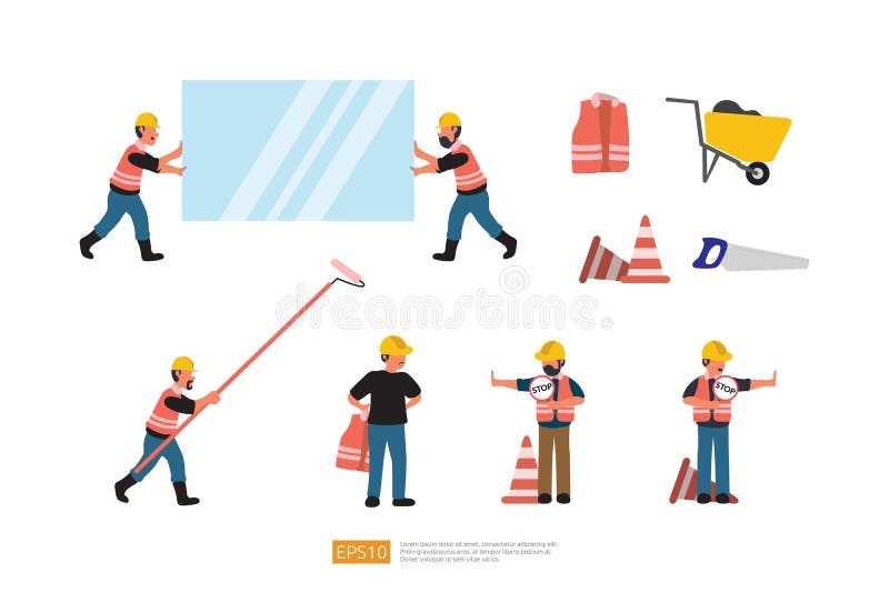 Construction Builder or Worker Character Set. Renovation and ...
