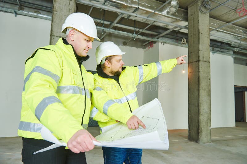 Construction Builder Workers Stock Image - Image of indoors, people ...