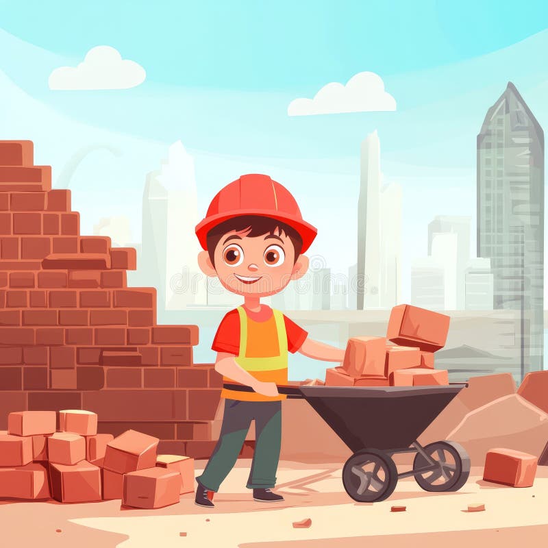 During Construction, a Builder Works at the Site Stock Image - Image of ...