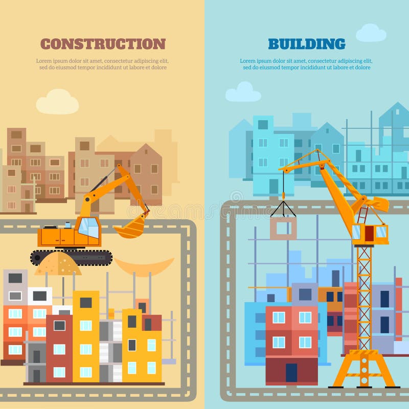 Construction and Building Banner Set Stock Vector - Illustration of ...
