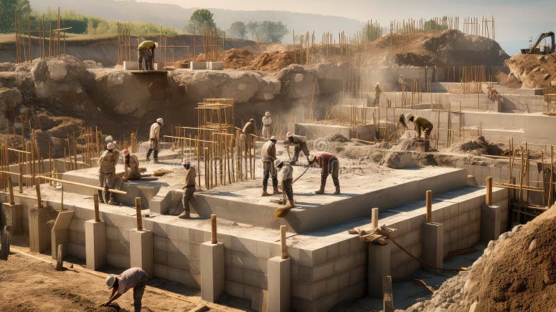 Construction Building Foundation Stock Illustration - Illustration of ...