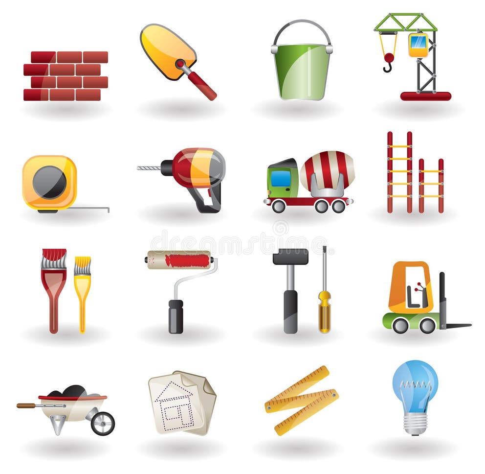 Architecture Construction Building Icon Set Stock Illustrations ...