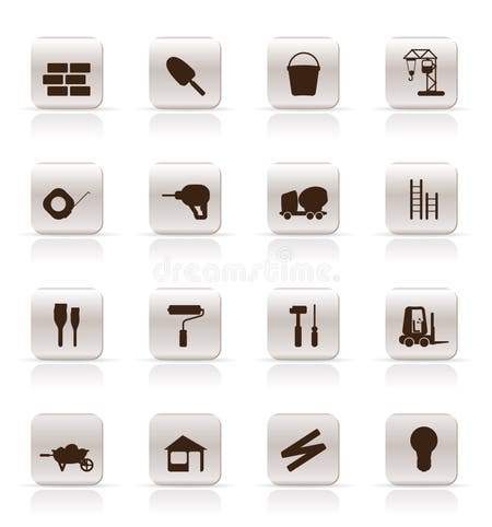 Construction and Building Icon Set. Stock Vector - Illustration of ...