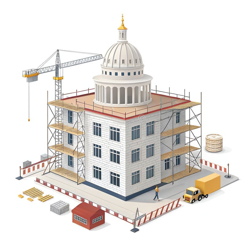 Construction Building Isolated on White Background Stock Illustration ...