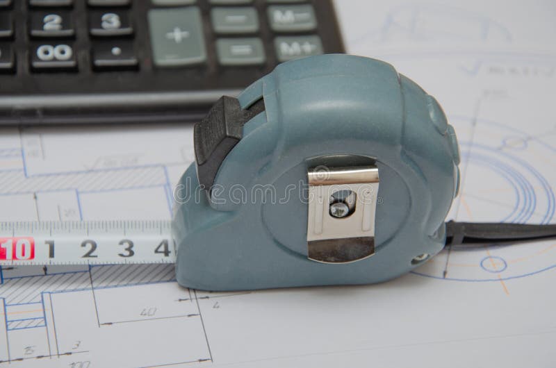 Architectural Project, Ruler and Pencil. Construction Background. Stock ...