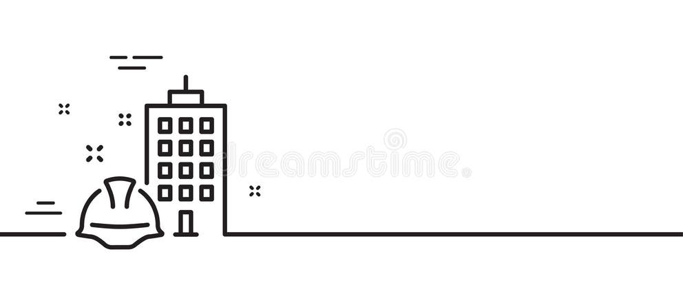 Construction Building Line Icon. Engineer or Architect Helmet Sign ...
