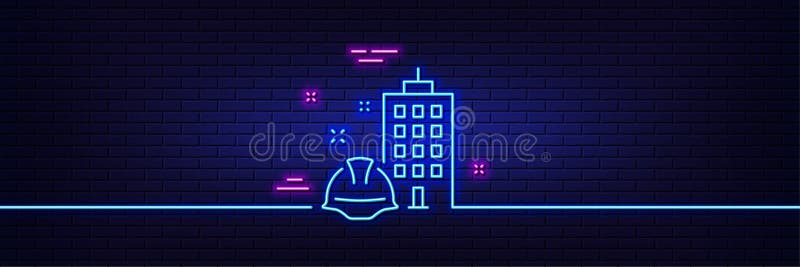 Construction Building Line Icon. Engineer or Architect Helmet Sign ...