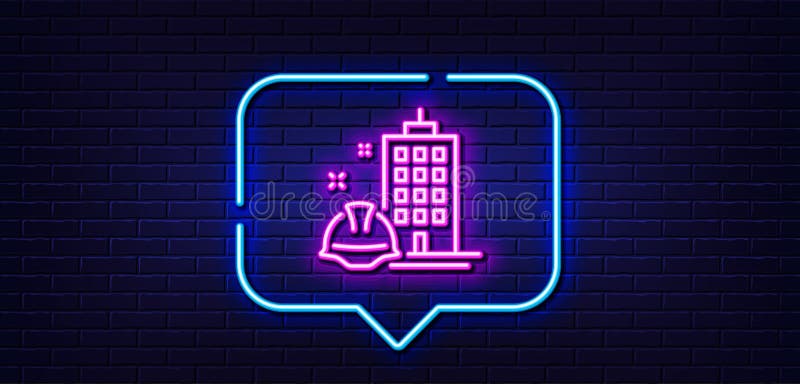 Construction Building Line Icon. Engineer or Architect Helmet Sign ...