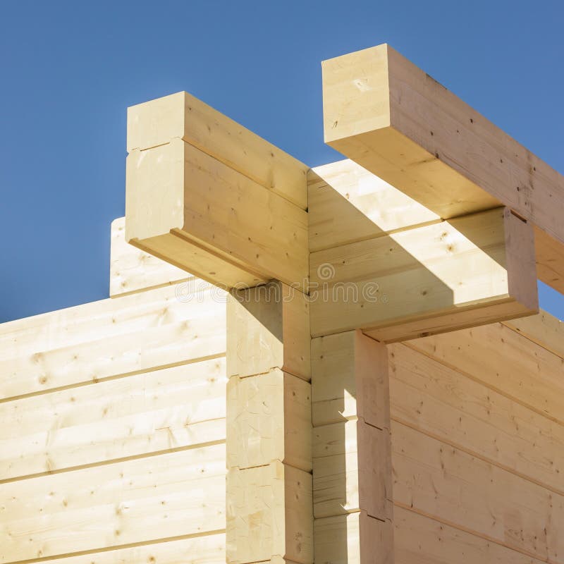 Construction of a Building Made of Glued Beams Stock Image - Image of ...