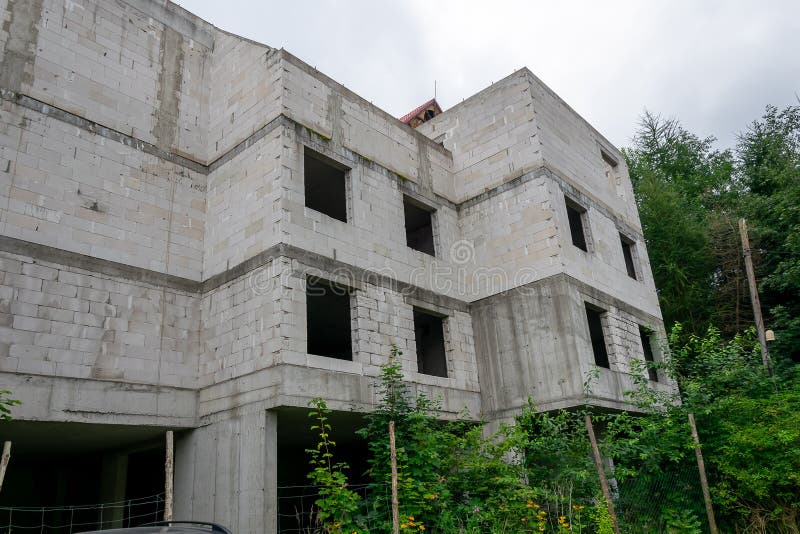 Construction of a Building Made of White Blocks Stock Image - Image of ...