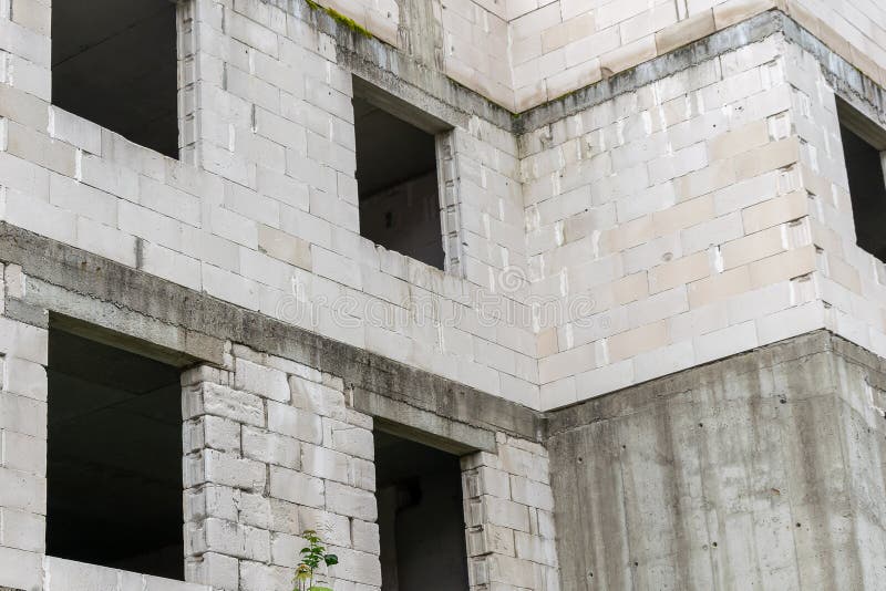 Construction of a Building Made of White Blocks Stock Image - Image of ...