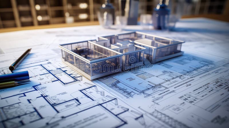 Construction Building Plans Stock Illustration - Illustration of ...