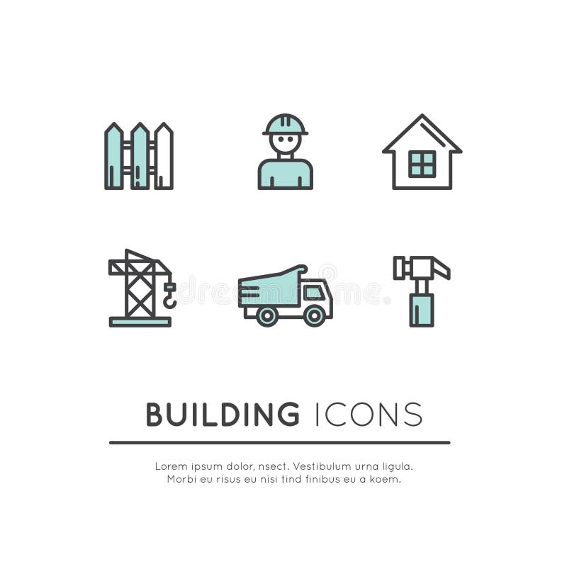 Construction and Building Process with Tools Stock Vector ...