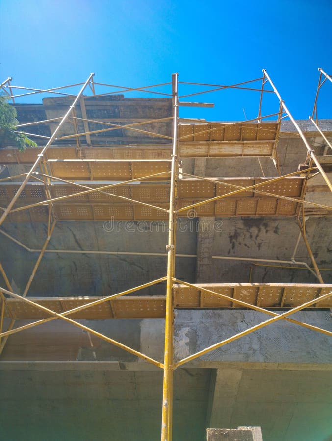 Construction of a Building with Scaffolding in Front Stock Image ...