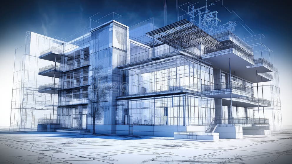 Construction Building Schematic Stock Illustration - Illustration of ...