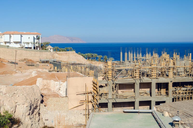 Construction of a Building on the Seaside Stock Image - Image of site ...