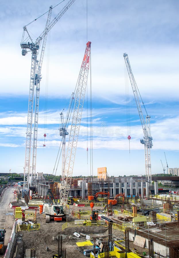 Construction Building Site with Cranes in London, UK Stock Image ...