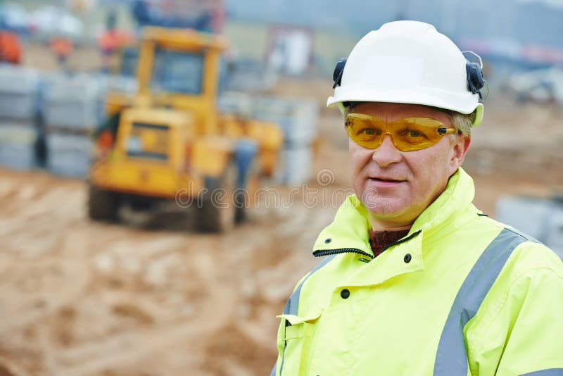 Foreman Worker at Construction Site Stock Photo - Image of protective ...