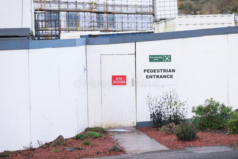 Construction Building Site Pedestrian Public Access Door and Sign Stock ...