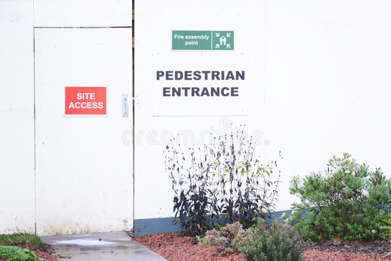 Construction Building Site Pedestrian Public Access Door and Sign Stock ...