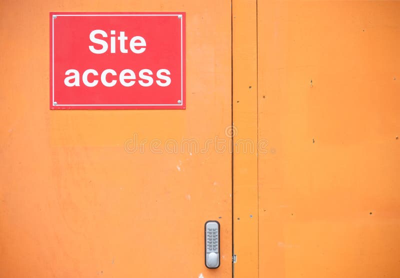 Construction Building Site Sign at Entrance on Gate Stock Image - Image ...