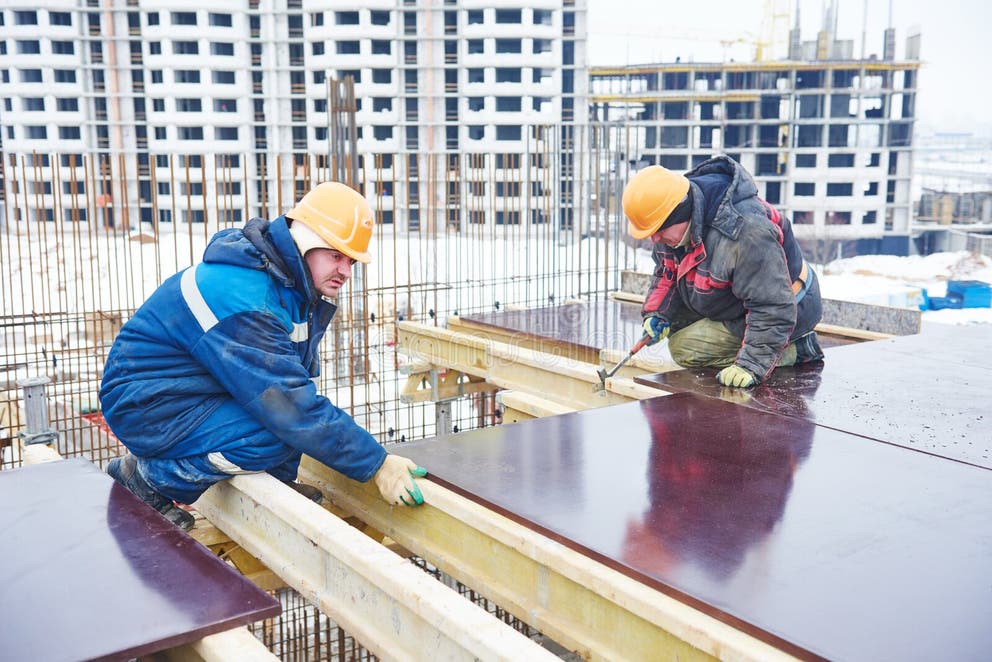 Construction Building Site Workers Stock Photo - Image of foreman ...