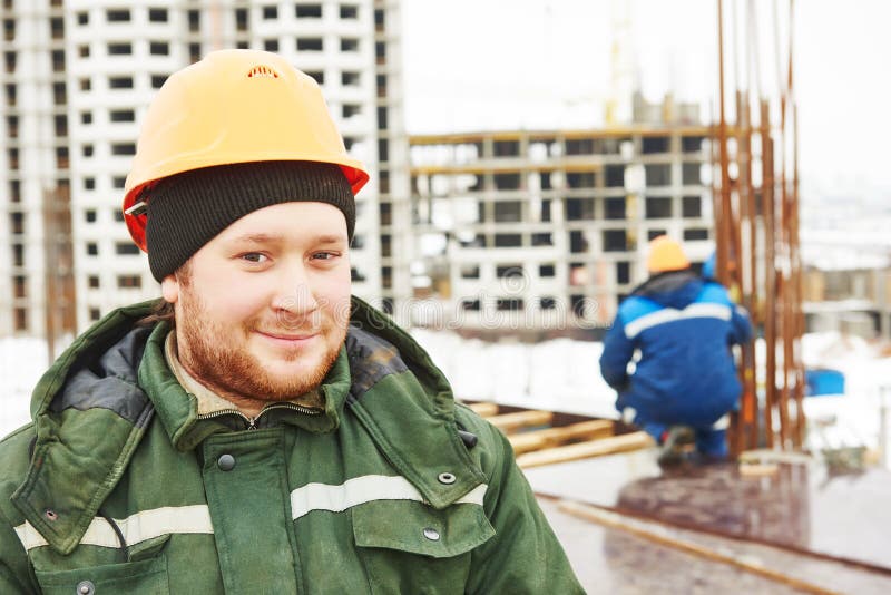 Construction Building Site Workers Stock Image - Image of helmet ...