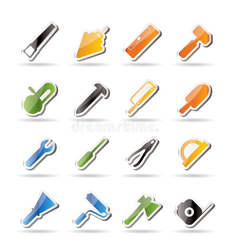 Construction and Building Tools Icons Stock Vector - Illustration of ...
