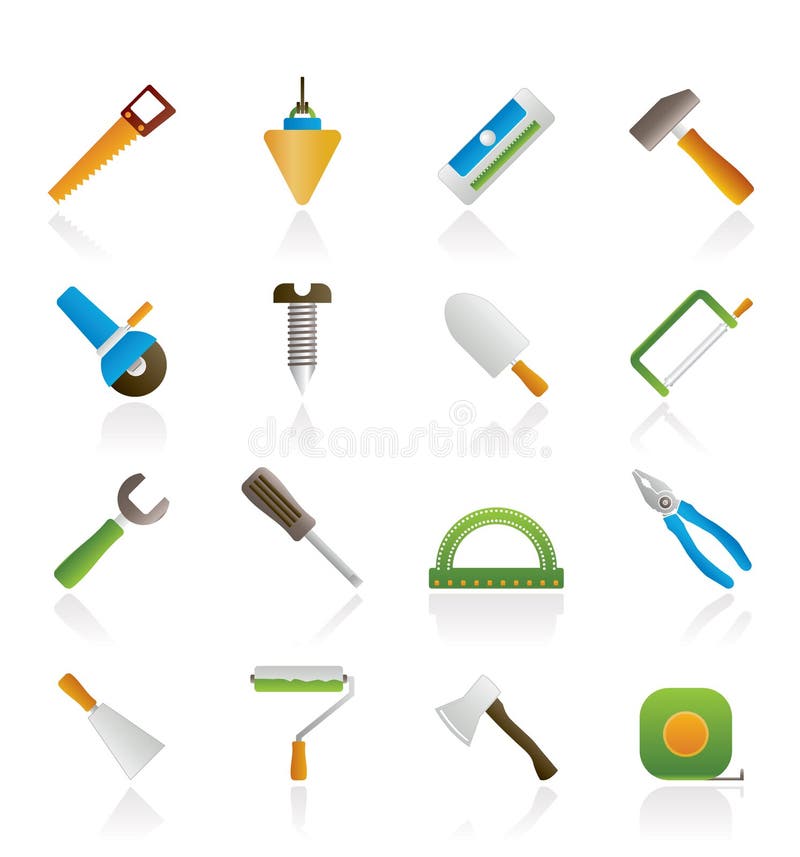 Building and Construction Tools Icons Stock Vector - Illustration of ...