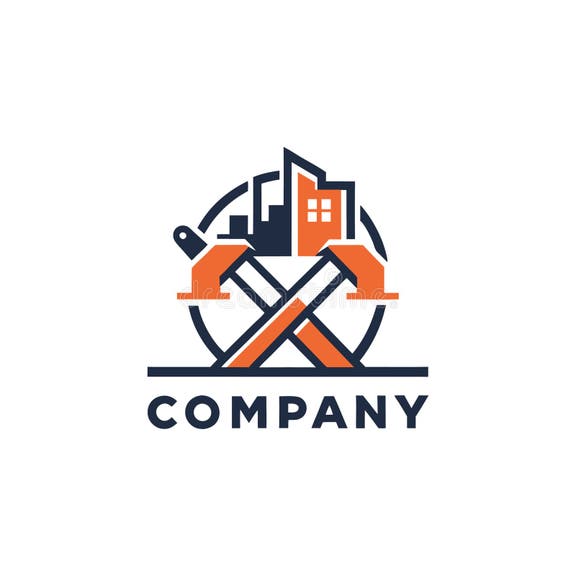 Construction Building Tools Logo Design with Abstract Shape Stock Image ...
