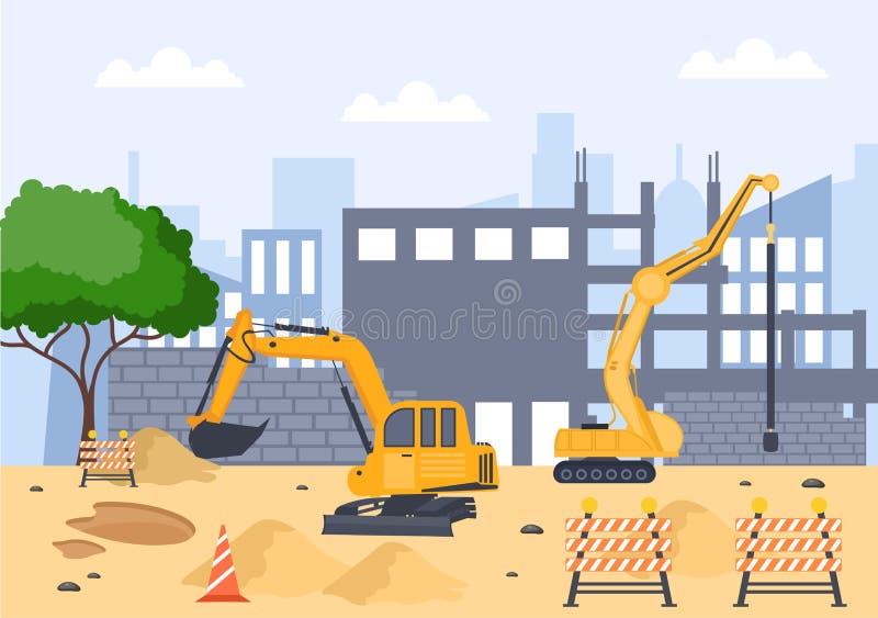 Construction of Building Illustration. Architecture Makes Foundation ...