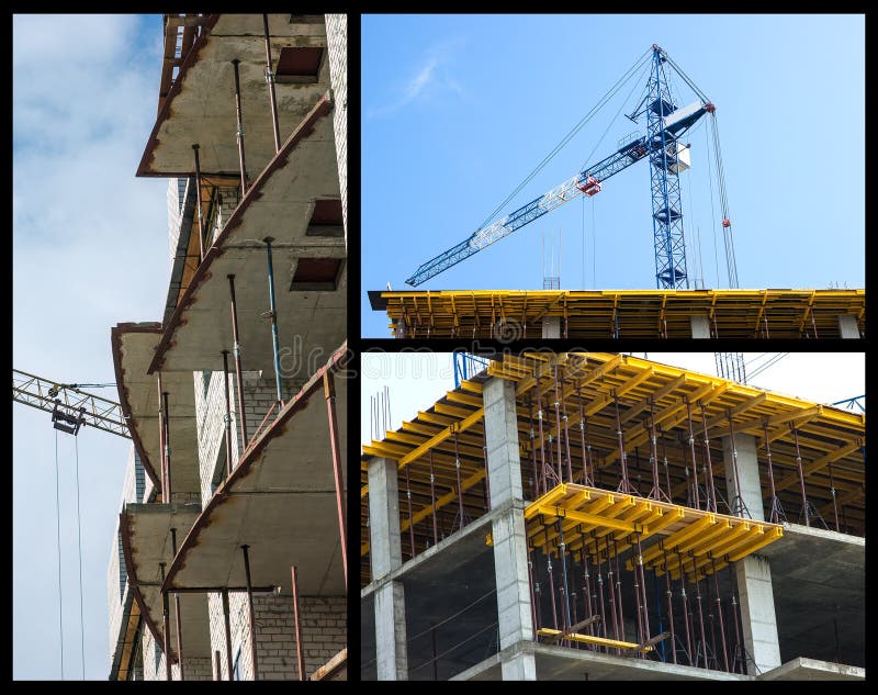 Construction of Buildings Collage Stock Photo - Image of constructing ...