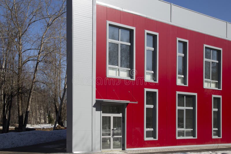Construction of Buildings from Sengwich Panels. a Newly Built Building ...