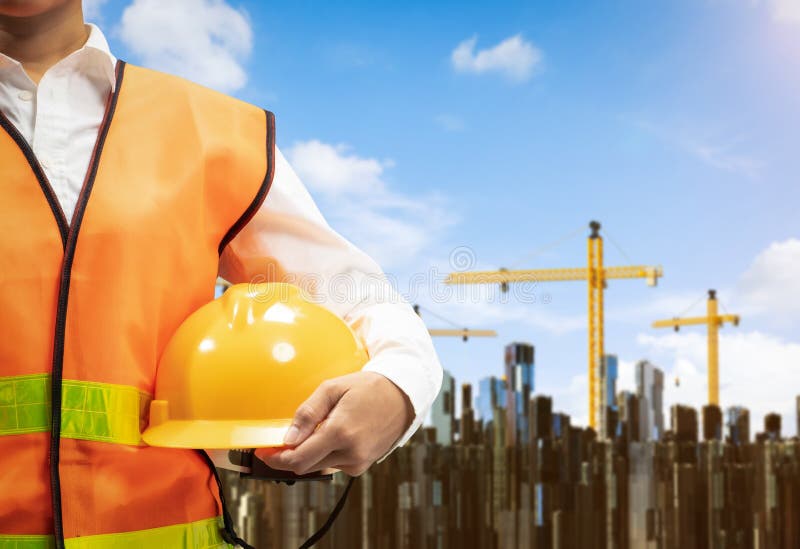 Construction Business with Engineer and Construction Site Stock Photo ...