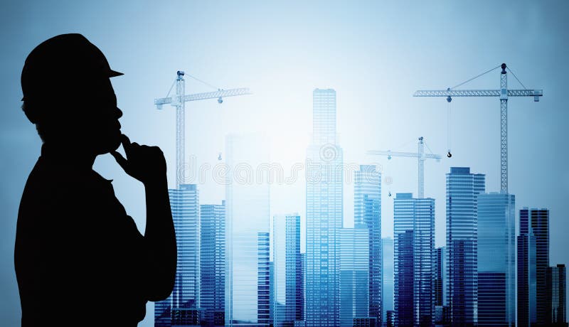 Construction Business with Engineer and Construction Site Stock Photo ...