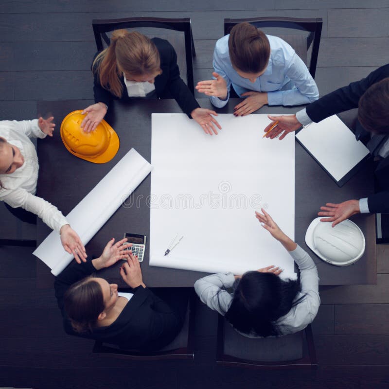 Construction Business Meeting Stock Photo - Image of talking, coworkers ...