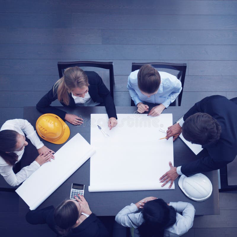 Construction Business Meeting Stock Image - Image of peooplr, view ...