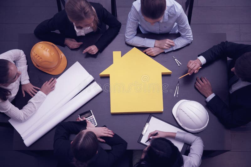 Construction Business Meeting Stock Image - Image of peooplr, view ...