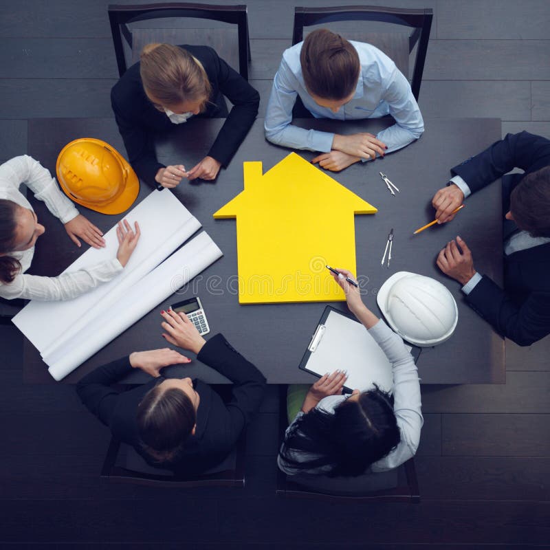 Construction Business Meeting Stock Image - Image of peooplr, view ...
