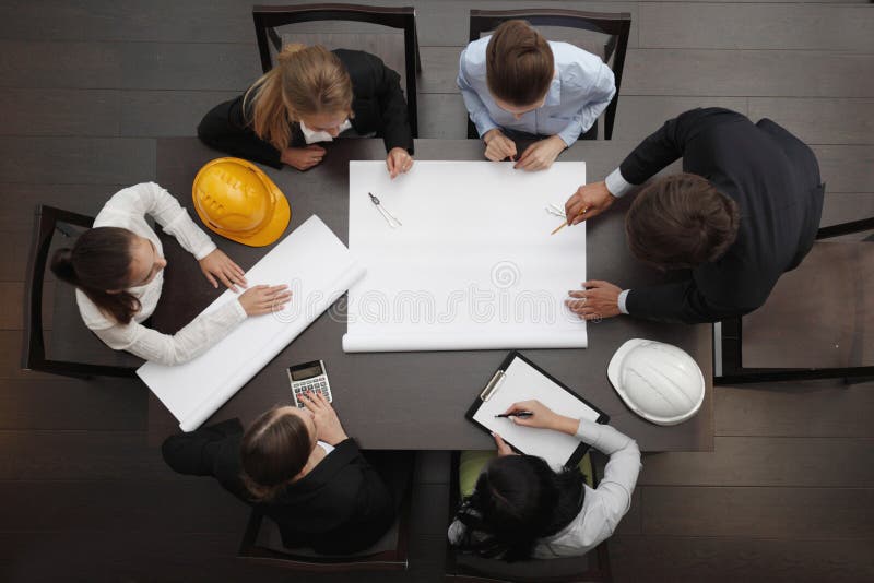 Construction Business Meeting Stock Image - Image of peooplr, view ...