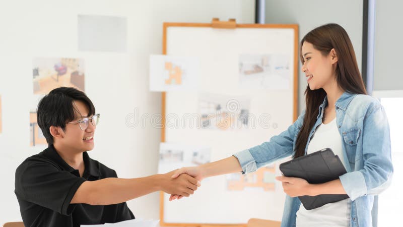 Construction Business Plan Concept, Architects Team Shaking Hands after ...