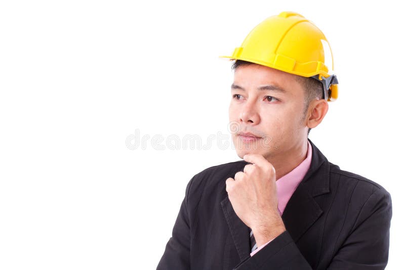 Construction man thinking stock image. Image of wonder - 21877985