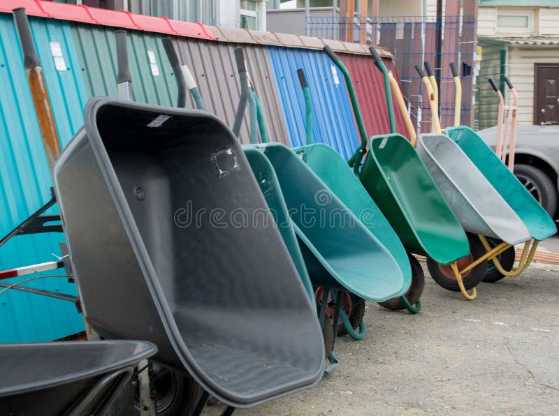 Construction Carts of Different Colors Stock Photo - Image of place ...