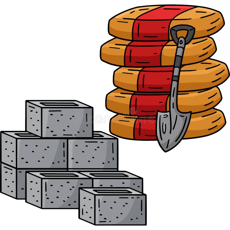 Construction Cement and Bricks Cartoon Clipart Stock Vector ...