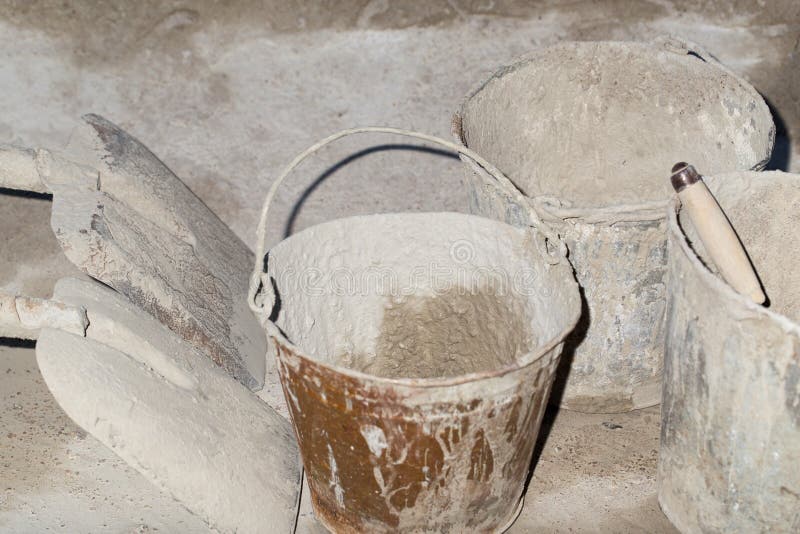 Construction of a Cement Bucket Stock Image - Image of mattock, mixer ...