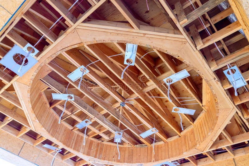 Construction of Circular Wooden Ceiling Structure with Electrical ...