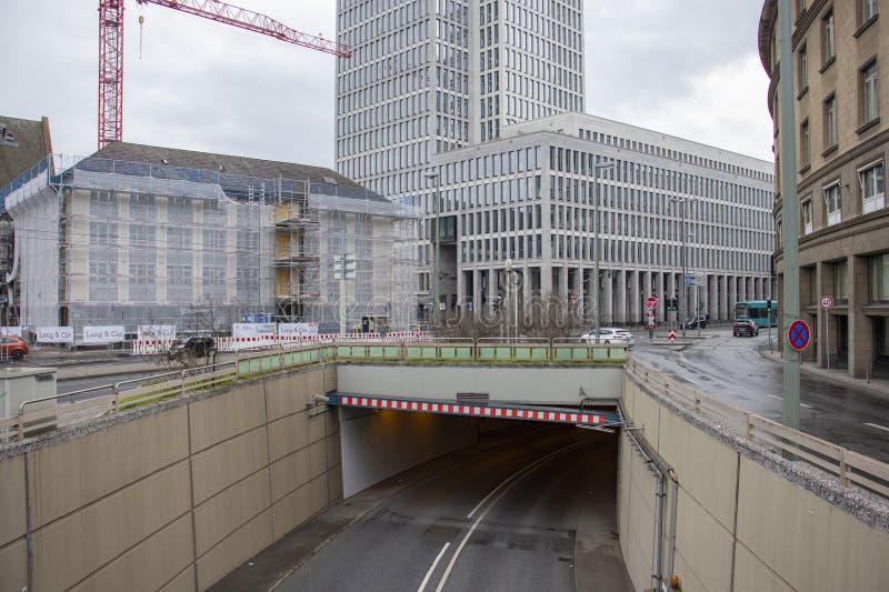 Construction in the City with a Construction Stack Underground Tunnel ...
