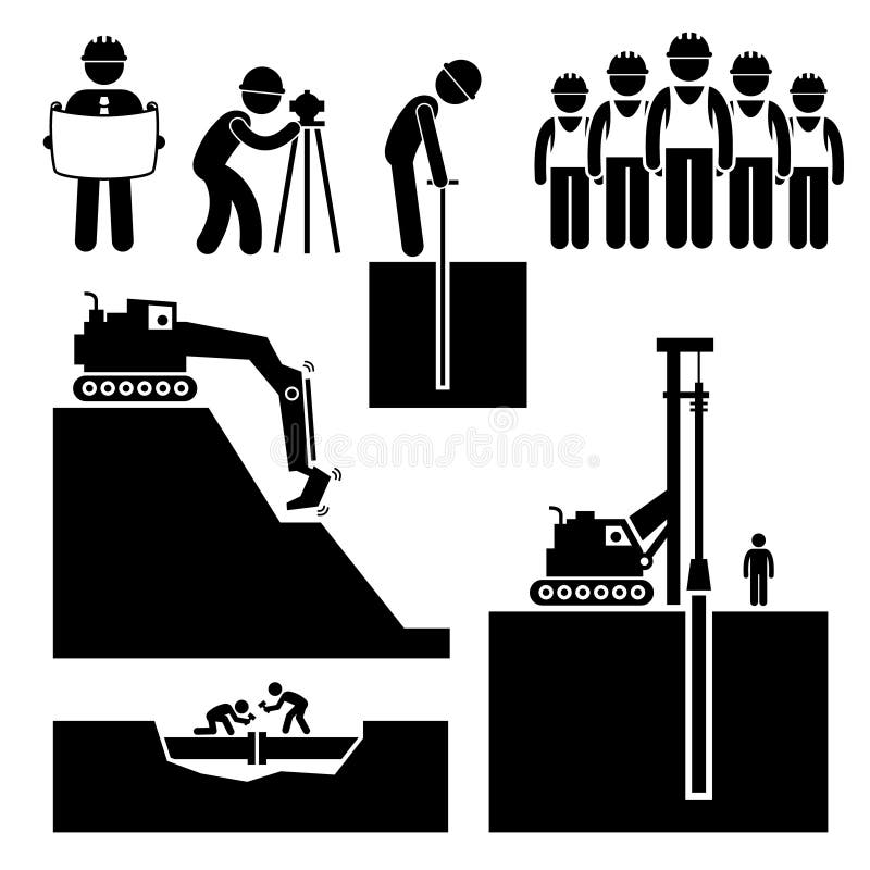 Construction Worker Job Pictogram Stock Vector - Illustration of ...